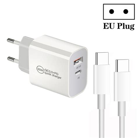 Pd30w Usb C Type C Qc30 Usb 듀얼 포트 충전기 1m Type C Type C 데이터 케이블 Eu 플러그