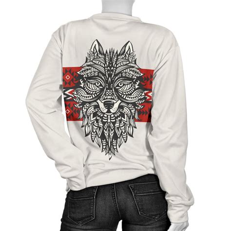 Native Indian Wolf Women Crewneck Sweatshirt Jorjune