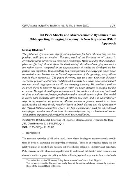 Pdf Oil Price Shocks And Macroeconomic Dynamics In An Oil Exporting
