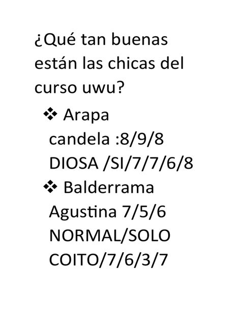 Calificiacion De Las Minitas Uwu Pdf