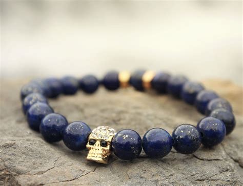 Bracelet De Perles Moreti Pour Homme En Pierres Lapis Lazuli