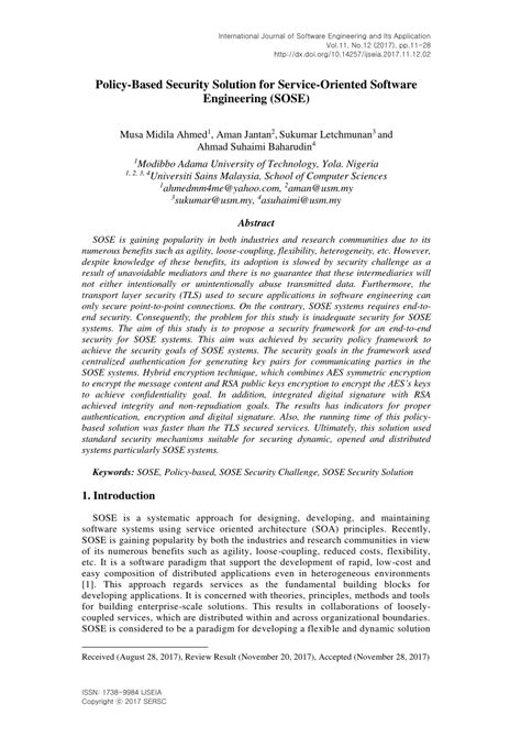 Pdf Policy Based Security Solution For Service Oriented Software