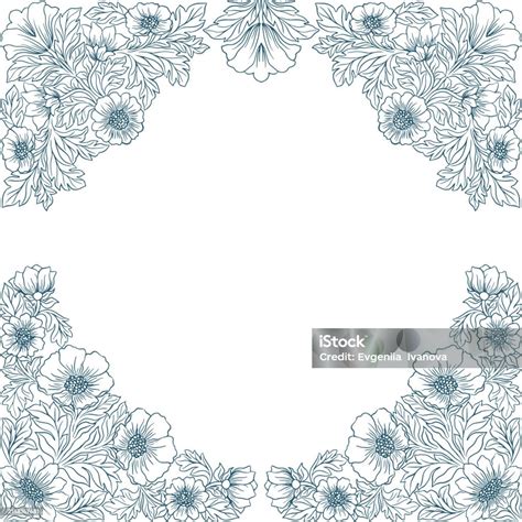 花の要素グラフィックで作られたポストカードやポスターベクトル図白い背景に花のフレーム手描きの花 イラストレーションのベクターアート素材や