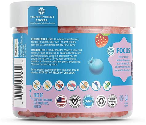 Vitamin Friends Focus Vegan Gummies 60 Berry Pectin Gummies For