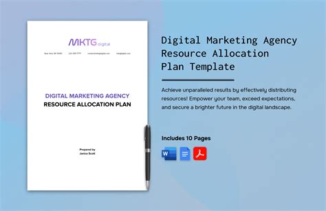 Digital Marketing Agency Resource Allocation Plan Template In Word Pdf