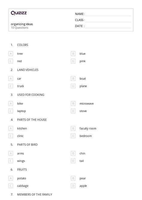 50 Organizing Data Worksheets For 1st Year On Quizizz Free And Printable