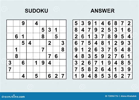 Vector Sudoku With Answer Stock Vector Illustration Of Design 72896776