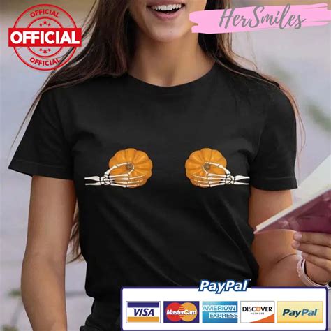 Pumpkin Boobs Skeleton Hand Halloween Shirt Hersmiles