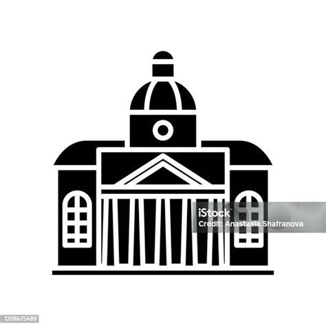 Ikon Hitam Capitol Yang Indah Ilustrasi Konsep Simbol Datar Vektor