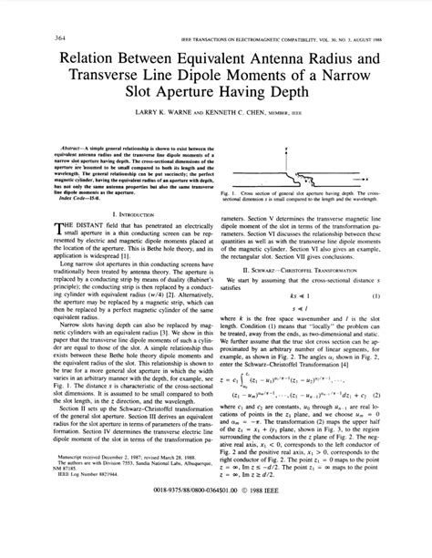Pdf Relation Between Equivalent Antenna Radius And Transverse Line Dipole Moments Of A Narrow