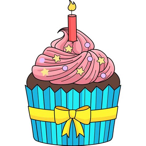 Birthday Cupcake With Candle Cartoon Clipart Stock Illustration Illustration Of Enjoy Party