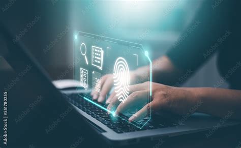 Hand Touch Fingerprint With Virtual Global With Cyber Security Login User Identification