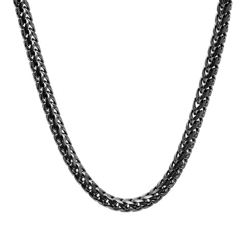 Black Stainless Steel 6mm Franco Link Chain Necklace 11nlba