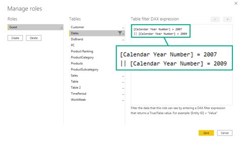 create static row level security in power bi