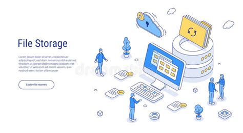 File Storage Concept Conceptual Template With Man Standing On Laptop