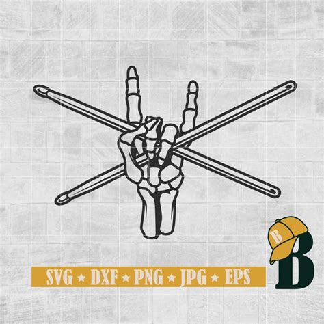 Skeleton Drumsticks Svg Png Drummer Svg Skeleton Rock Horns Svg