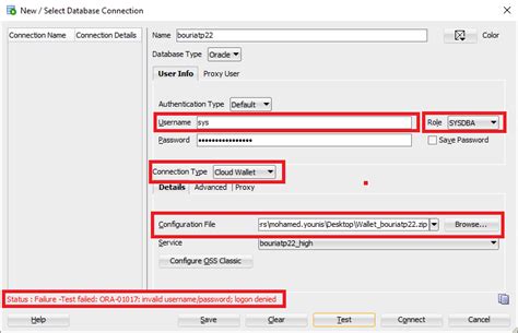 how to login with sys user as sysdba in oracle autonomy database using sqldeveloper — cloud