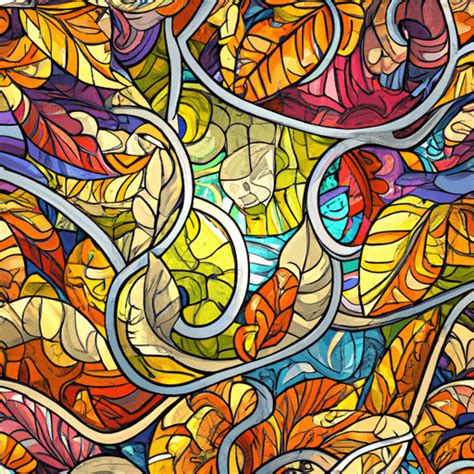 Fall Leaves Stained Glass Doodle Art · Creative Fabrica