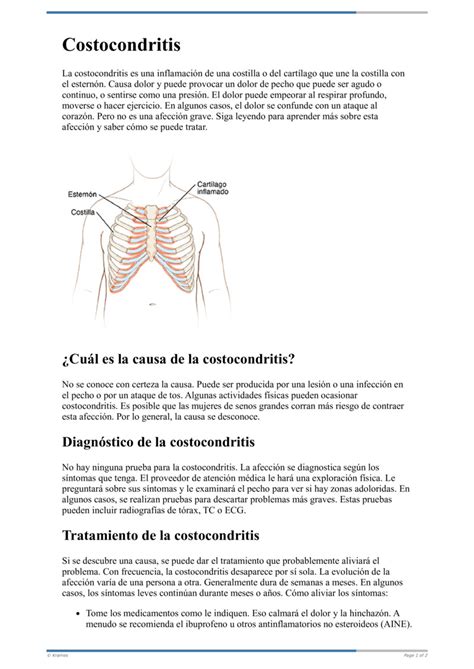 Texto Costocondritis HealthClips Online