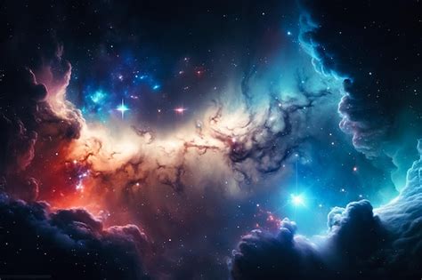 Uma Nebulosa Azul E Roxa Com Estrelas E Nebulosas Ao Fundo Foto Premium