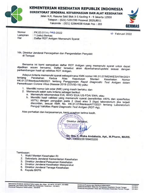 Rdt Kit Atau Rta Kit Yang Memenuhi Syarat Kemenkes Pdf