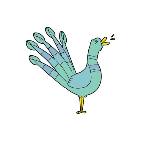 Premium Vector Hand Drawn Peacock Kawaii Coloring Book Illustration