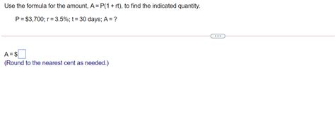 solved use the formula for the amount a p 1 rt to