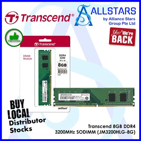 Transcend 8gb Ddr4 3200mhz 1rx16 Desktop Jm3200hlg 8g Ltd Lifetime With Convergent Shopee