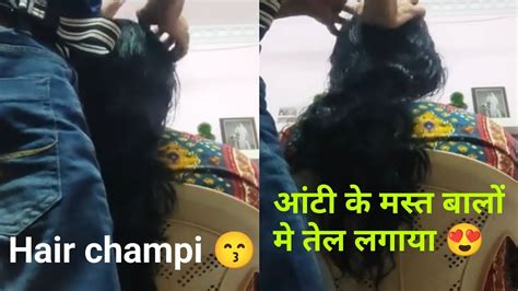 Long Hair Oiling Indian Women Long Hair Champi Hair Massage Head
