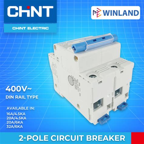 Chint By Winland Miniature Circuit Breaker 2pole Din Rail Type 16a 20a 32a 4 5ka 6ka Lazada Ph