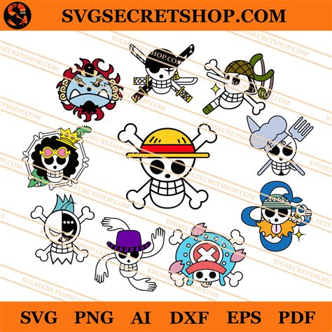 One Piece Logo Svg Bundle Jolly Roger Svg Straw Hat Pirates Svg Red