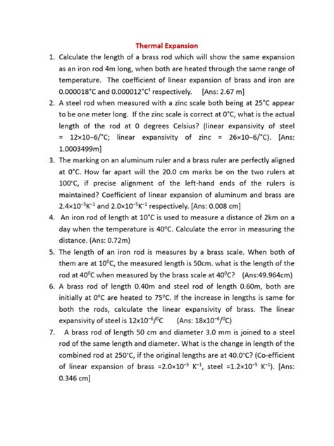 thermal expansion h w 1 pdf thermal expansion thermodynamics