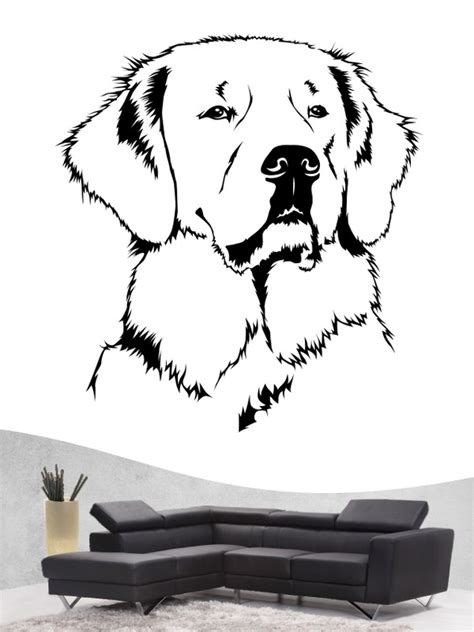 Golden Retriever Hunde Wandtattoo mit eigenem Text Farbe Größe by