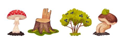 Forest Landscape Elements With Tree Stump Vector Image