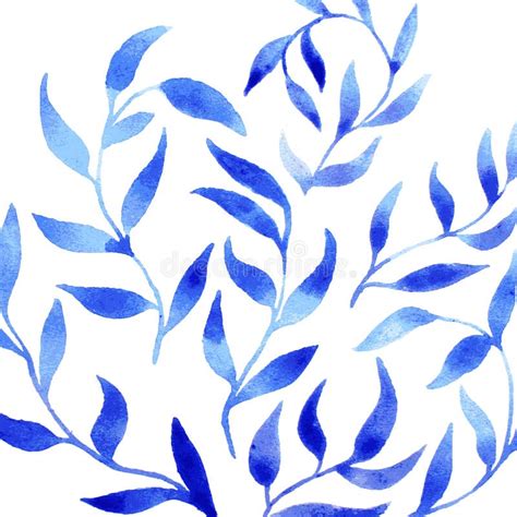 传染媒介蓝色gzhel水彩叶子样式模板 向量例证 插画 包括有 盖子 商业 花卉 自治权 邀请 44827766