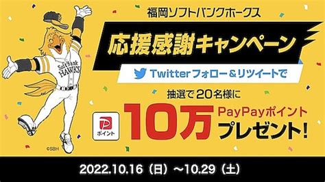 10万円相当のpaypayポイントが当たるキャンペーンを実施 2022年10月16日掲載 ライブドアニュース