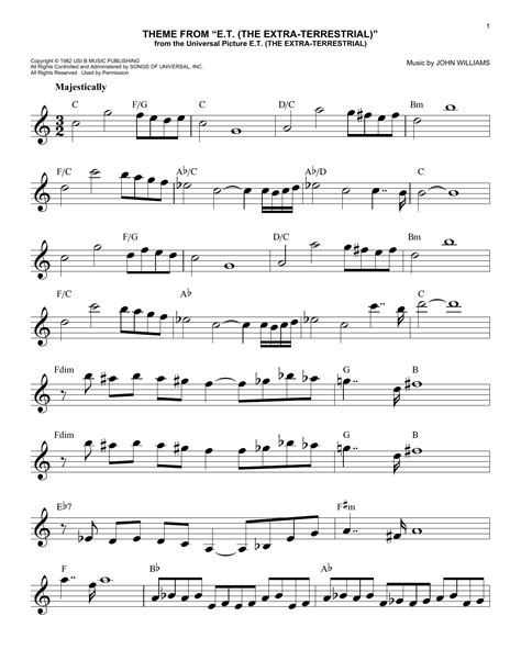 Theme From E T The Extra Terrestrial By John Williams Sheet Music