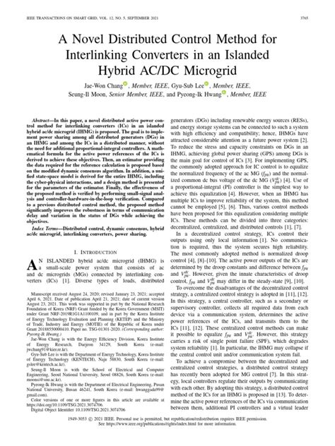 A Novel Distributed Control Method For Interlinking Converters In An Islanded Hybrid Ac Dc