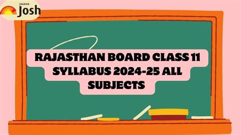 Rbse Class 11 Latest Syllabus 2024 25 Released Download Subject Wise