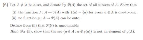 Solved 6 Let A Be A Set And Denote By P A The Set Of Chegg