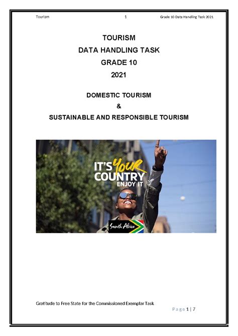 Data Handling Test 2021 Grade 10 Tourism Data Handling Task Grade 10 2021 Domestic Tourism