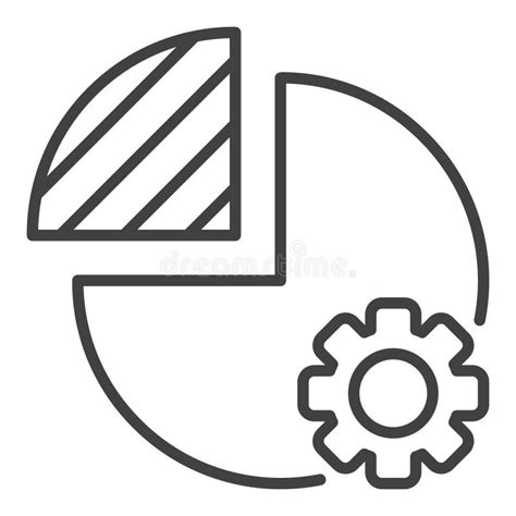Pie Chart With Gear Vector Stem Concept Linear Icon Stock Vector