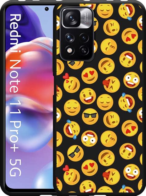 Cazy Hoesje Zwart Geschikt Voor Xiaomi Redmi Note 11 Pro Emoji Bol