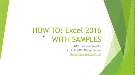 How To EDATE Function Excel 2016 With Samples Add Months On The Date