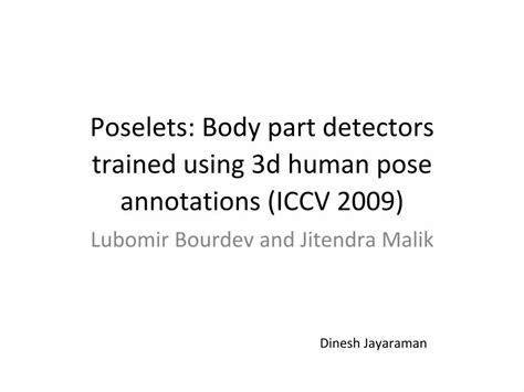 Pdf Poselets Body Part Detectors Trained Using 3d Human Pose …cv