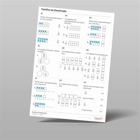 Year Tenths As Decimals Fluency Matrix Resource Classroom Secrets
