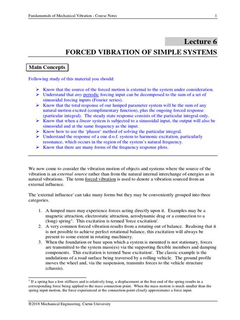 mcen3005 lecture 6 notes pdf damping resonance