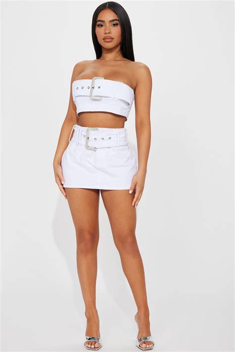 Keep Trying Micro Mini Skirt Set White Fashion Nova