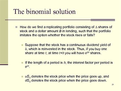 Chapter Binomial Option Pricing I