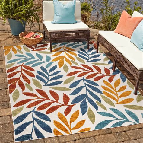Gertmenian Fosel Folia Multi Colored Modern Leaf Indoor Outdoor Area
